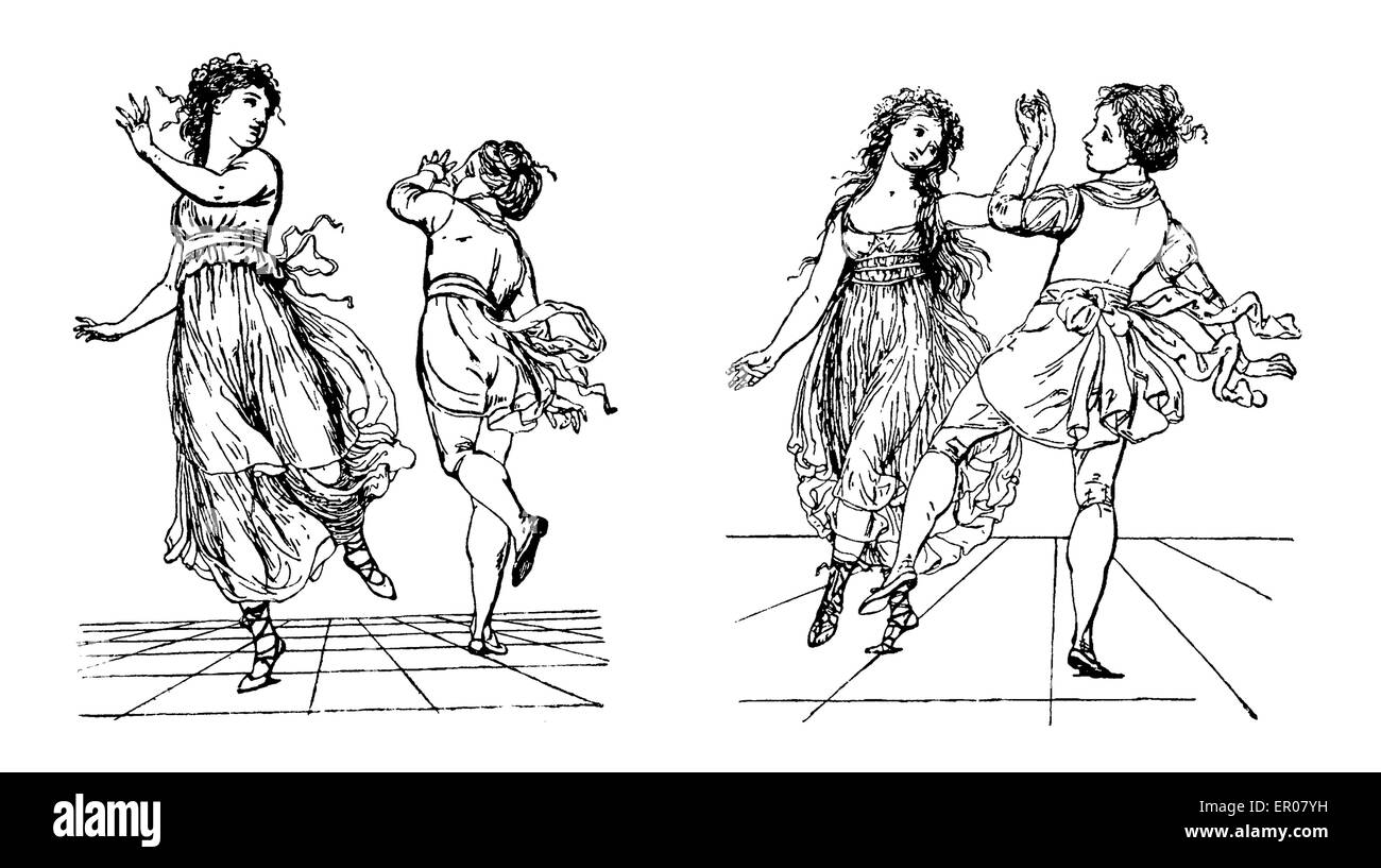 girls dance, early 1800, Empire style dresses Stock Photo - Alamy