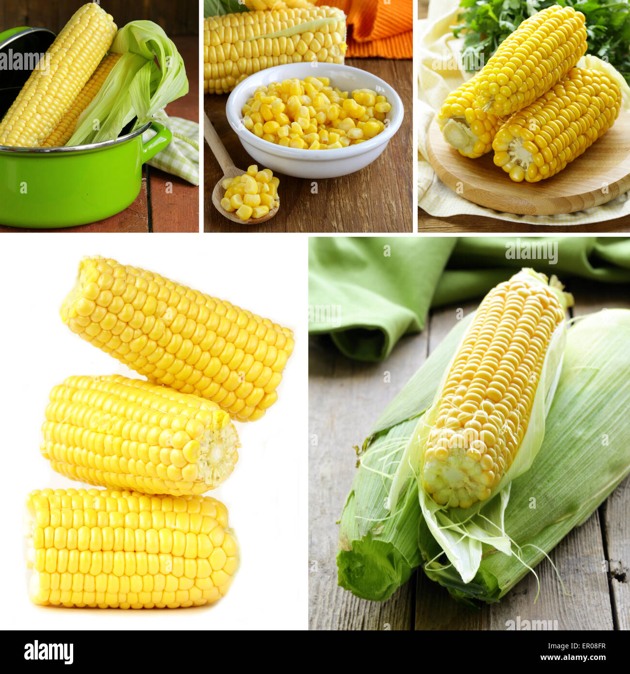 collage of organic fresh and canned corn Stock Photo - Alamy