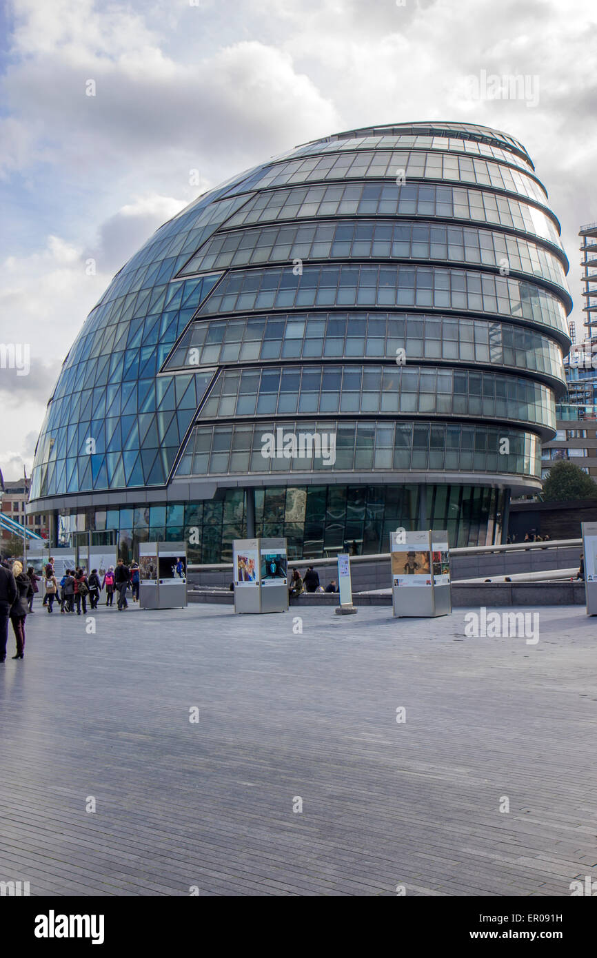 Tourists visit City Hall on October 16, 2014 in London, UK. City Hall ...