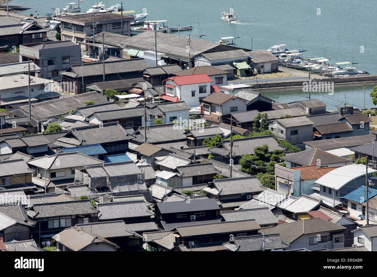 High angle city view of urban town Stock Photo - Alamy