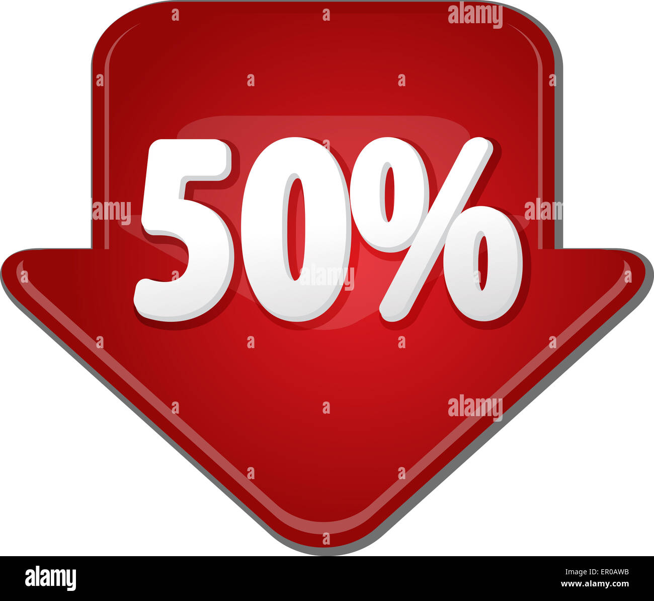 Downward glossy red arrow percent discount fifty 50 Stock Photo - Alamy