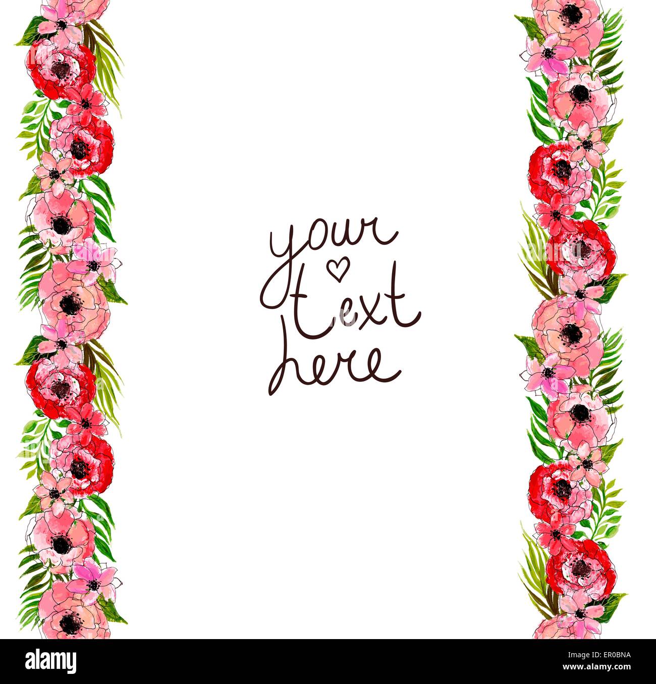 floral border with pink flowers Stock Vector Image & Art - Alamy