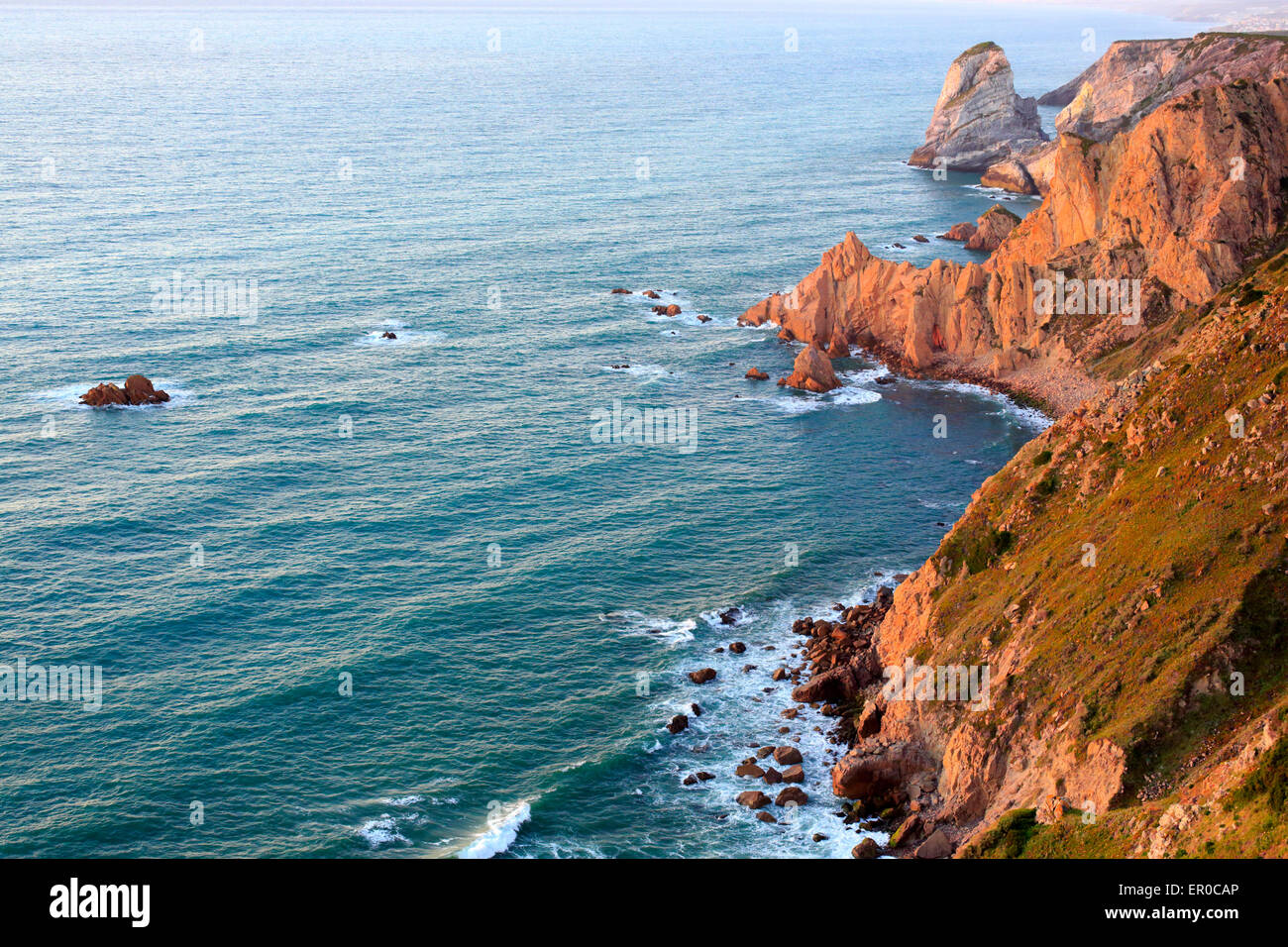 Sunset sea ocean rock cliff cape Cabo da Roca Portugal Stock Photo - Alamy