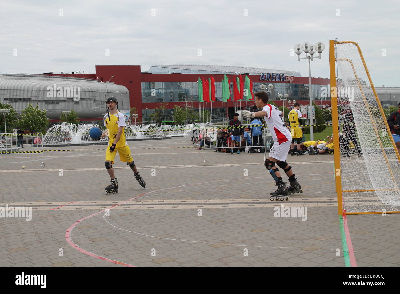 rollball battle between teams of Belarus vs India on festival street ...