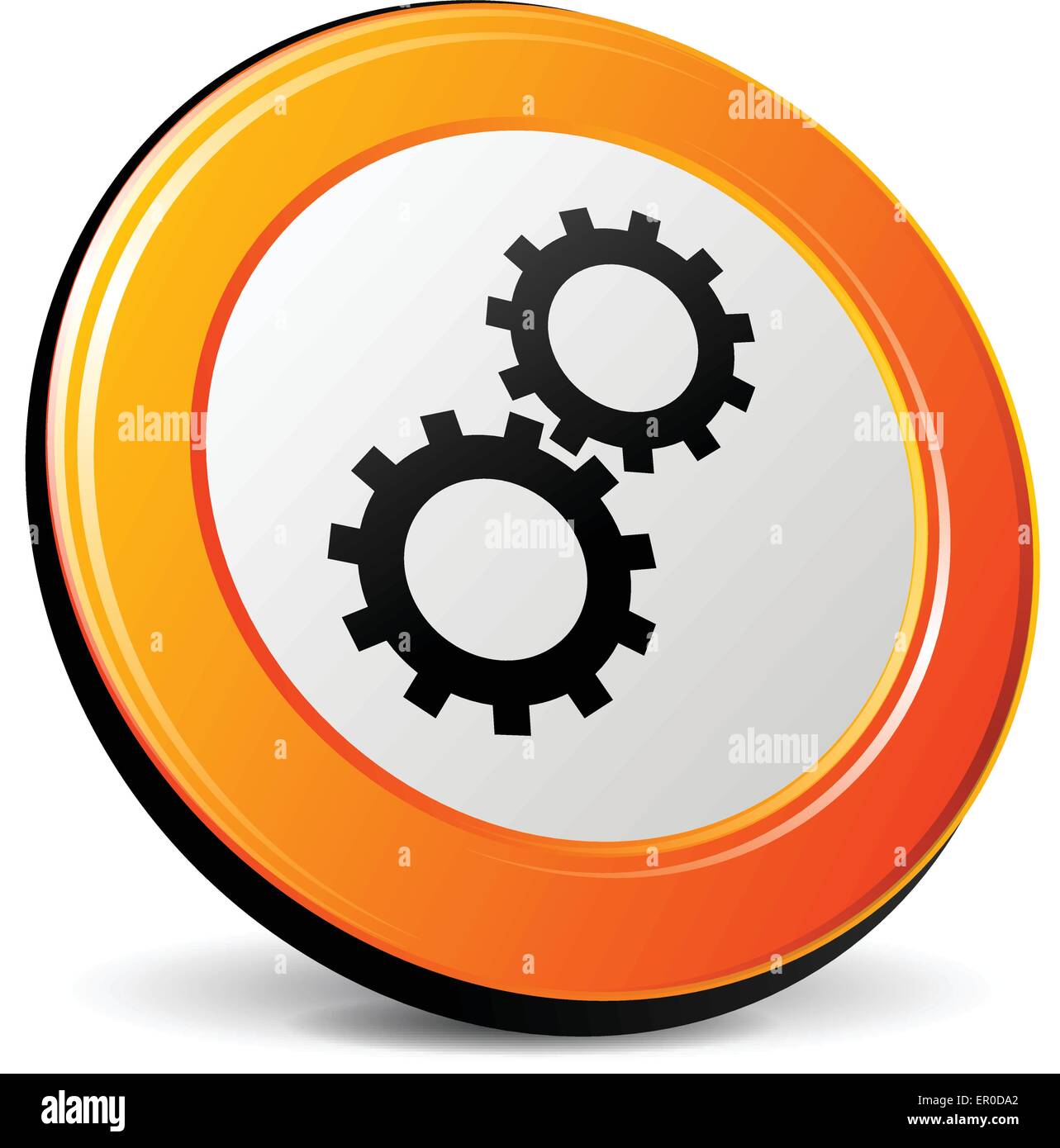 Illustration of orange gears icon on white background Stock Vector ...