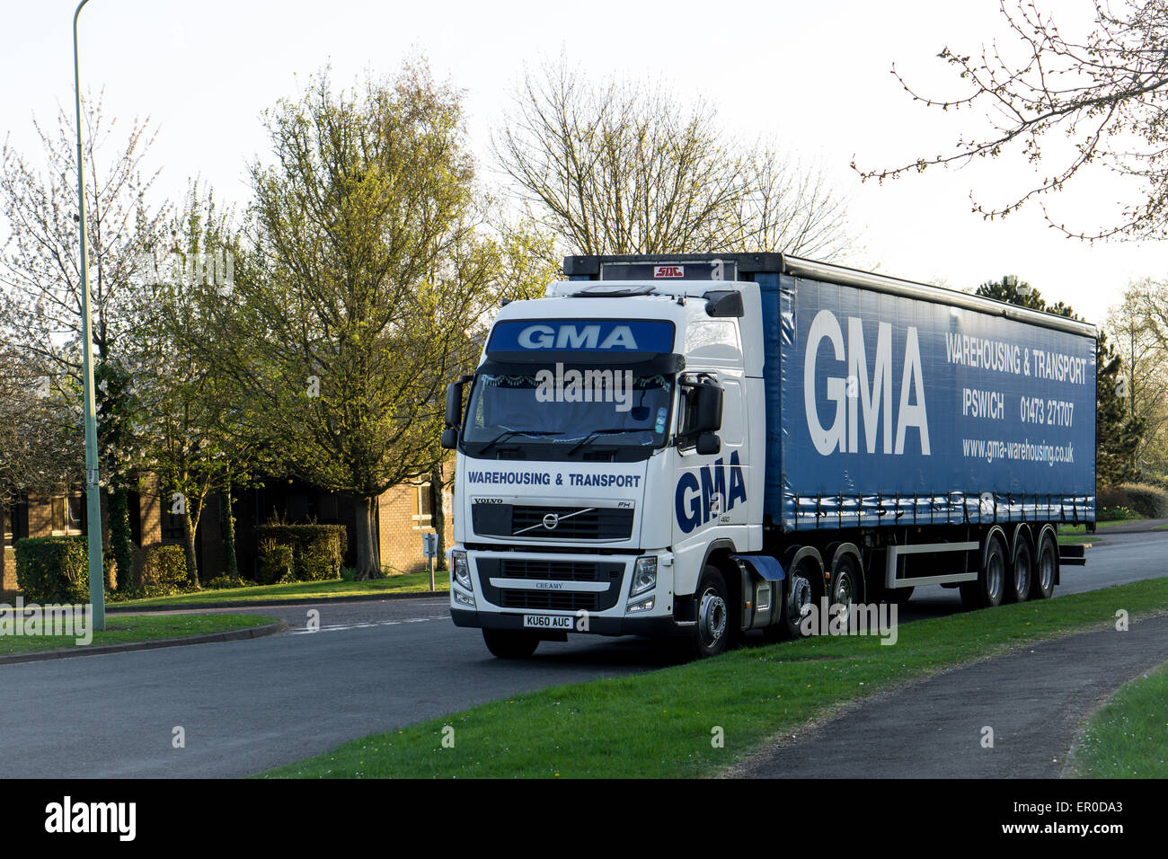 IPSWICH, ENGLAND - 23 APRIL 2015: Volvo lorry of GMA warehousing and ...