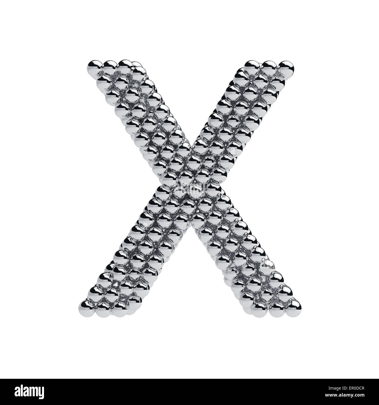 3d render of metallic spheres alphabet letter symbol - X. Isolated on ...
