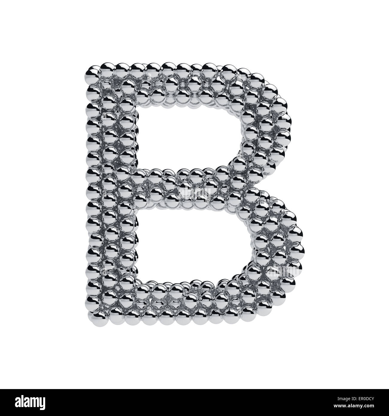 3d render of metallic spheres alphabet letter symbol - B. Isolated on ...