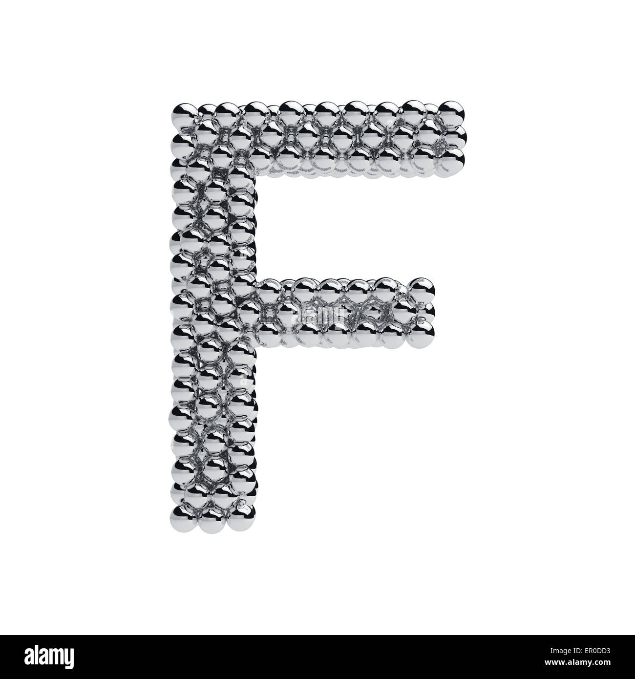 3d render of metallic spheres alphabet letter symbol - F. Isolated on ...