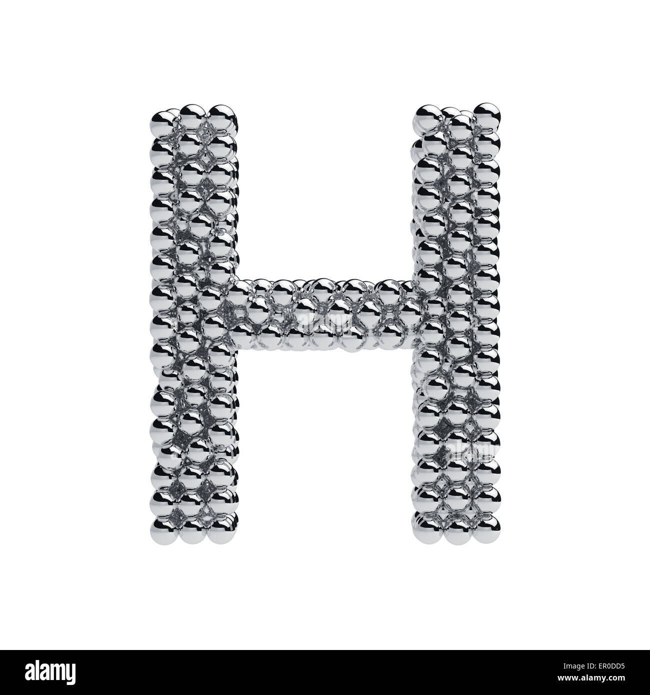 3d render of metallic spheres alphabet letter symbol - H. Isolated on ...