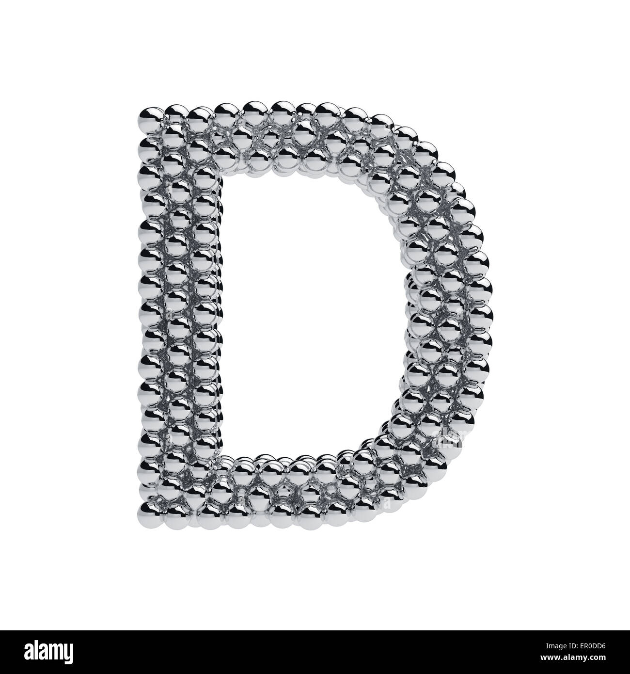 3d render of metallic spheres alphabet letter symbol - D. Isolated on ...
