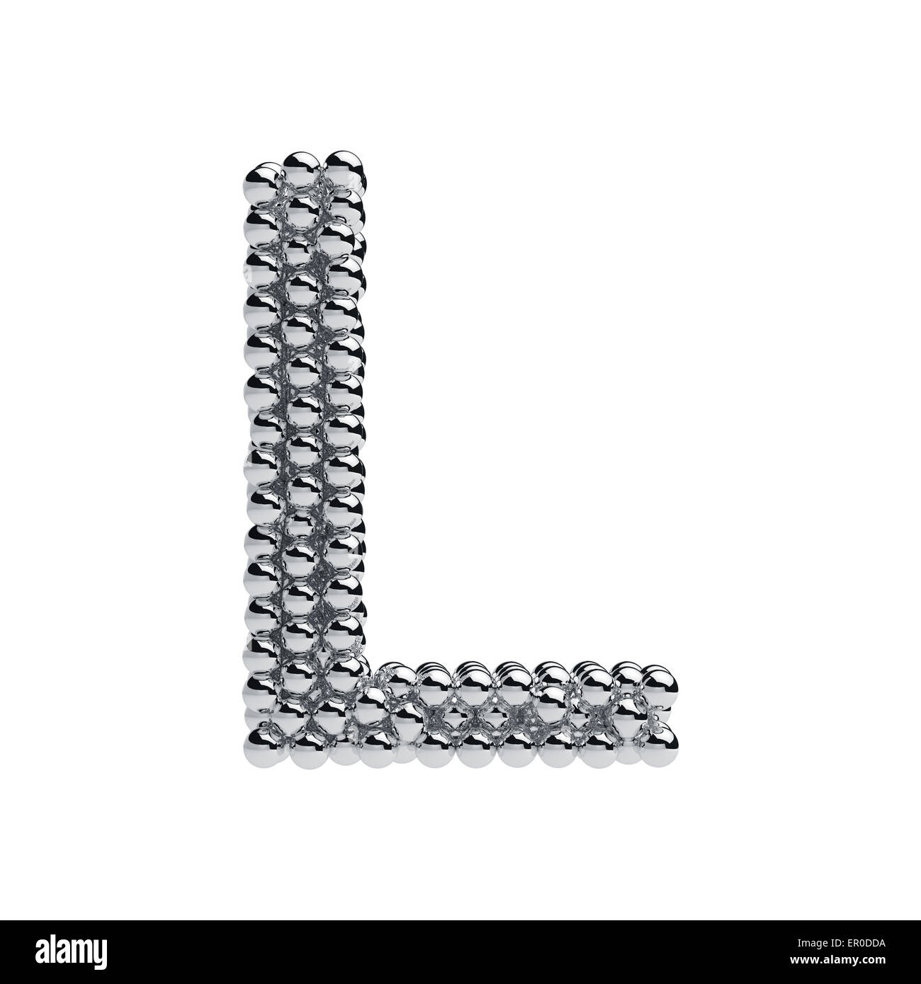 3d render of metallic spheres alphabet letter symbol - L. Isolated on ...