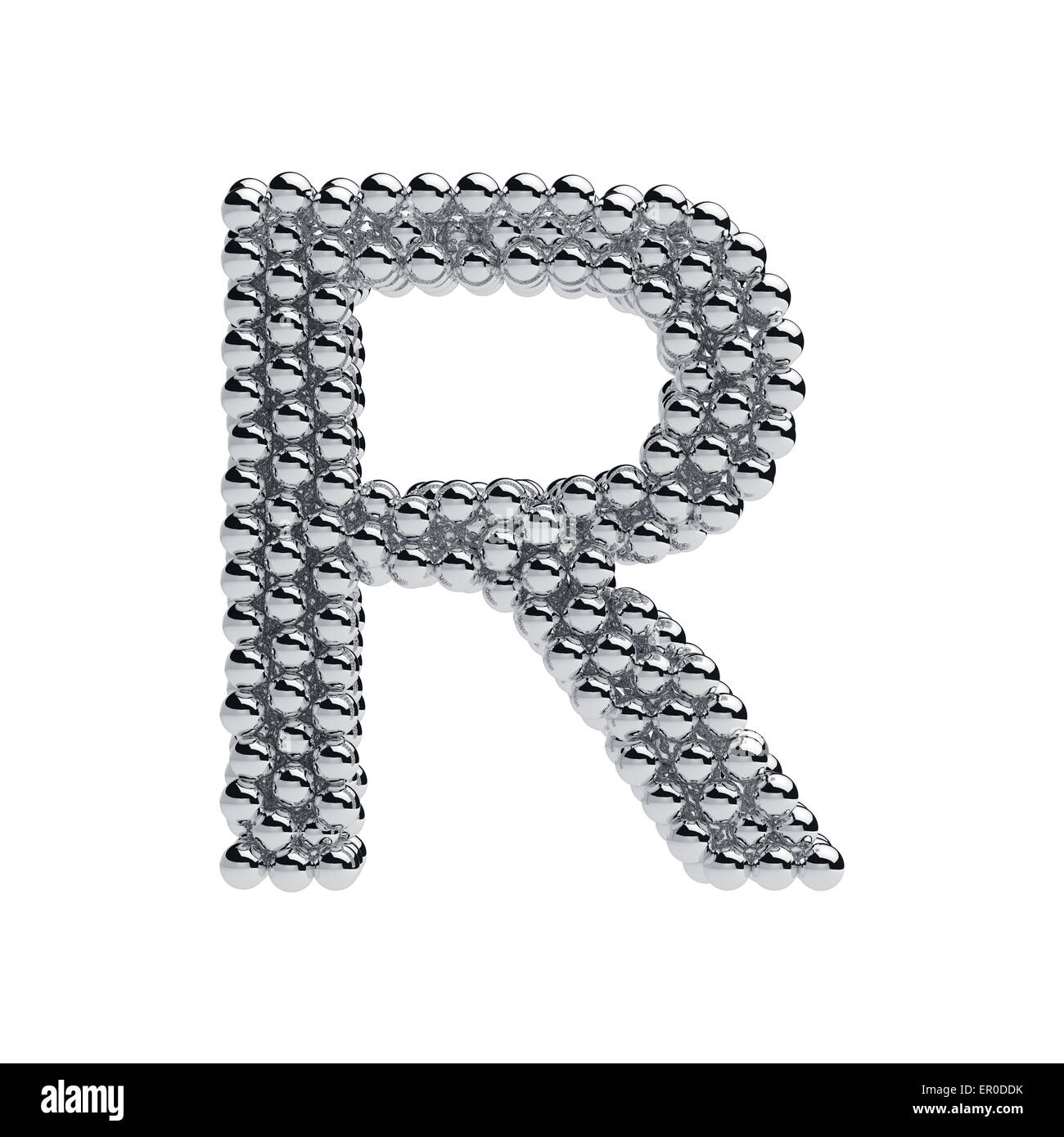 3d render of metallic spheres alphabet letter symbol - R. Isolated on ...