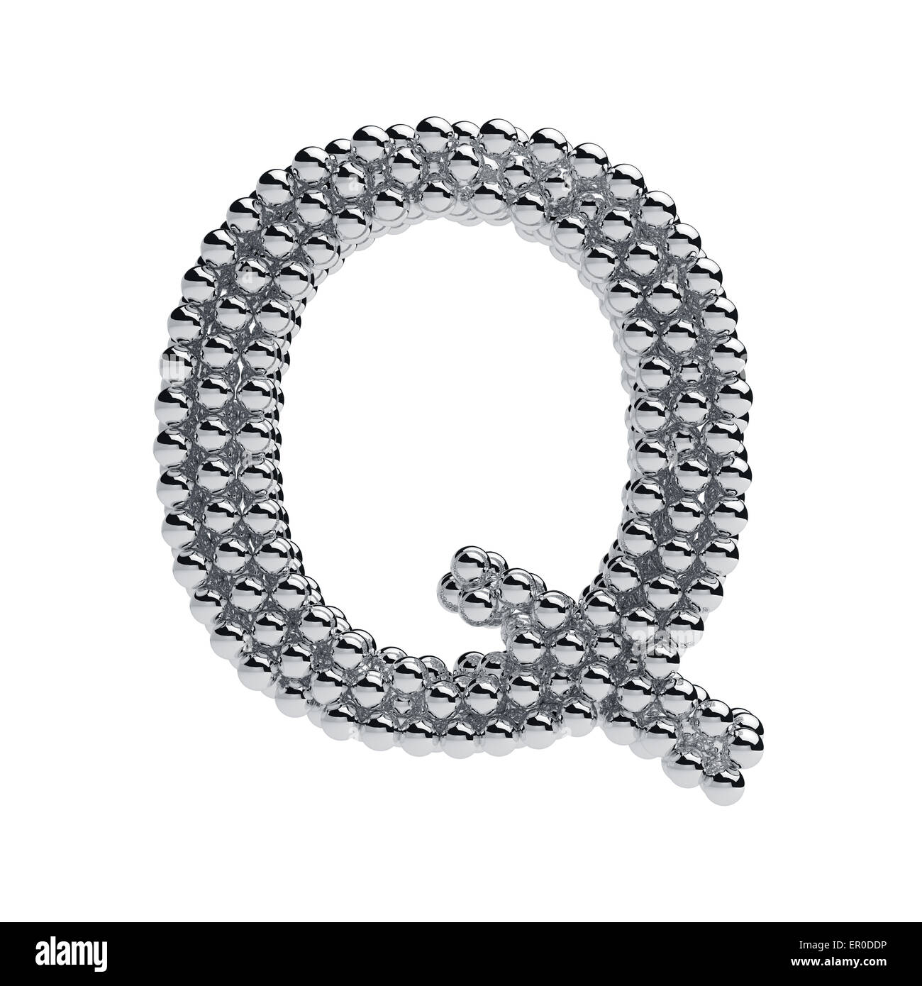 3d render of metallic spheres alphabet letter symbol - Q. Isolated on ...