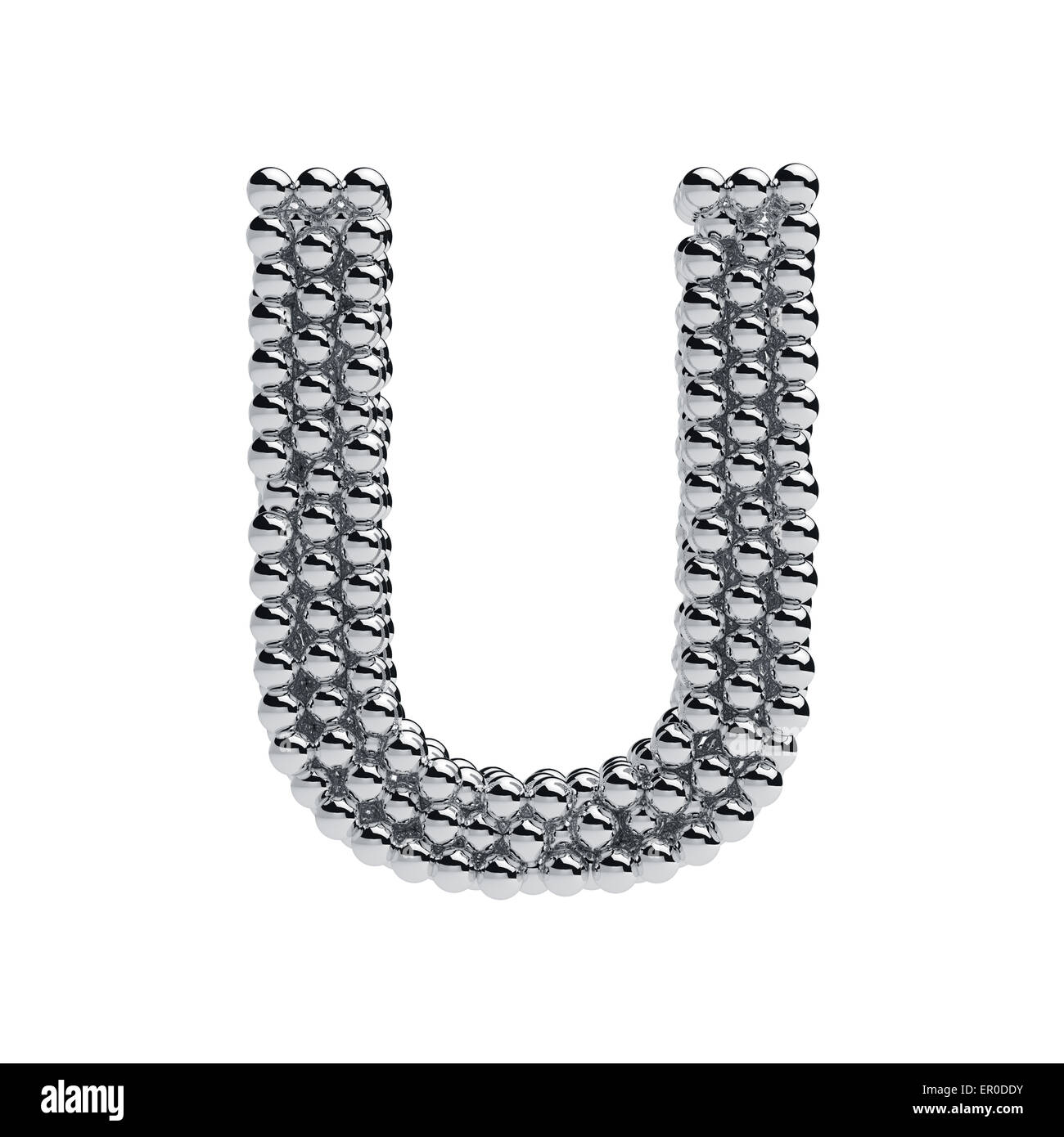 3d render of metallic spheres alphabet letter symbol - U. Isolated on ...