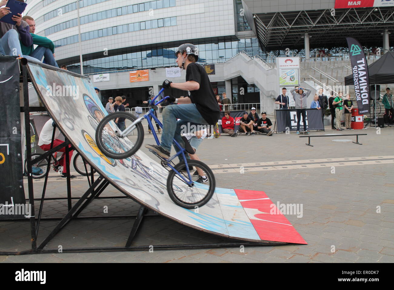 extreme competition on BMX on festival of street culture: Minsk Street ...