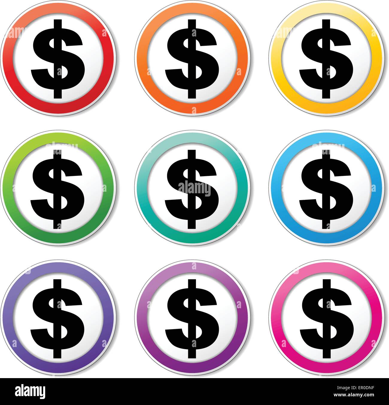 Illustration of dollar icons various colors set Stock Vector Image ...