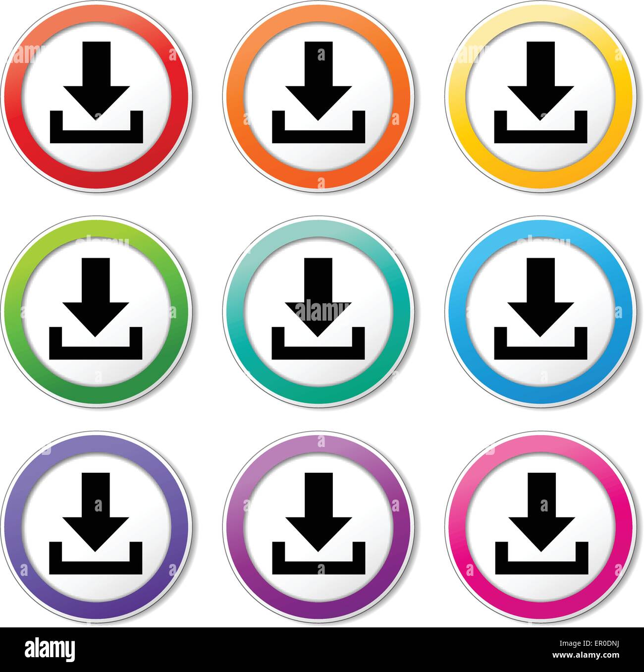 Illustration of download icons various colors set Stock Vector Image ...