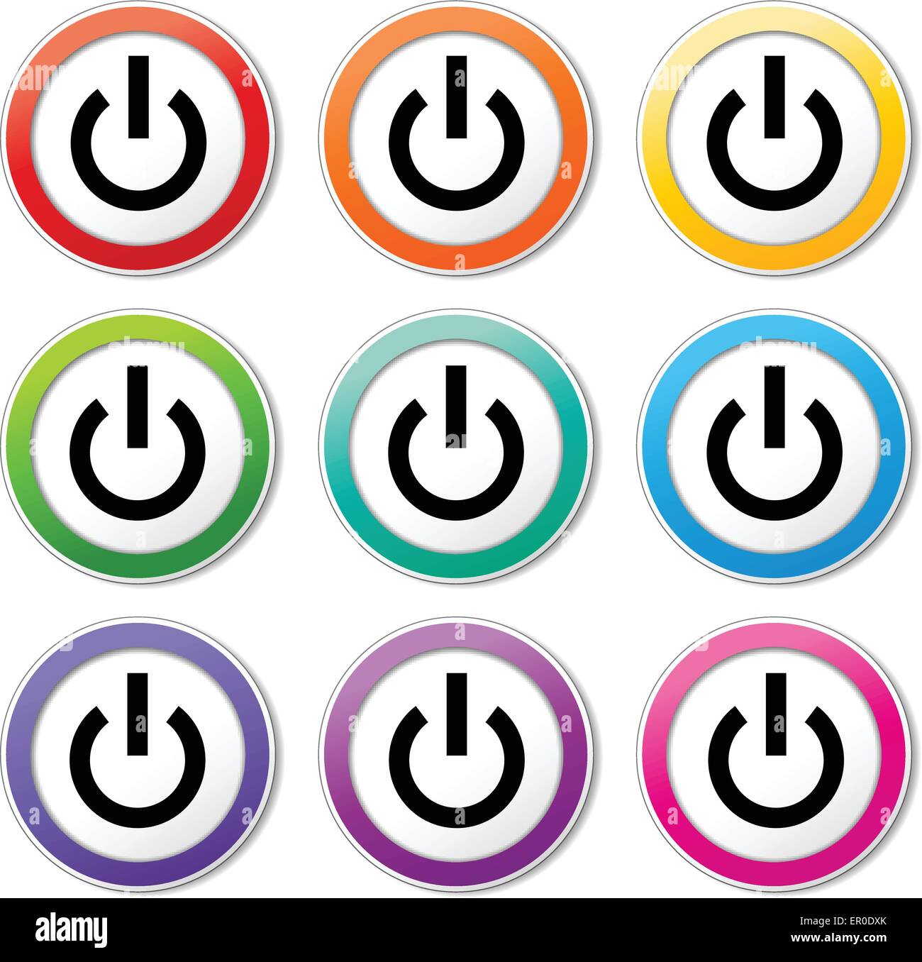 Illustration of power icons various colors set Stock Vector Image & Art ...