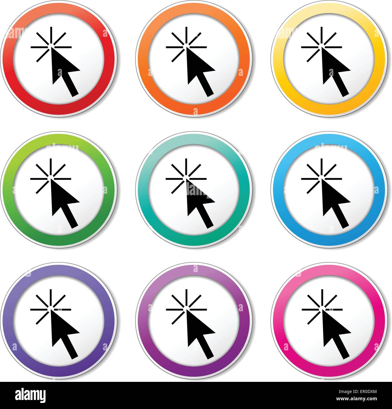 Illustration of pointer icons various colors set Stock Vector Image ...