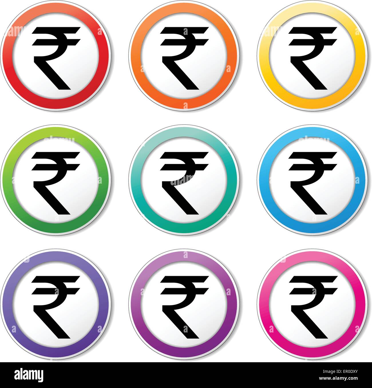 Illustration of rupee icons various colors set Stock Vector Image & Art ...