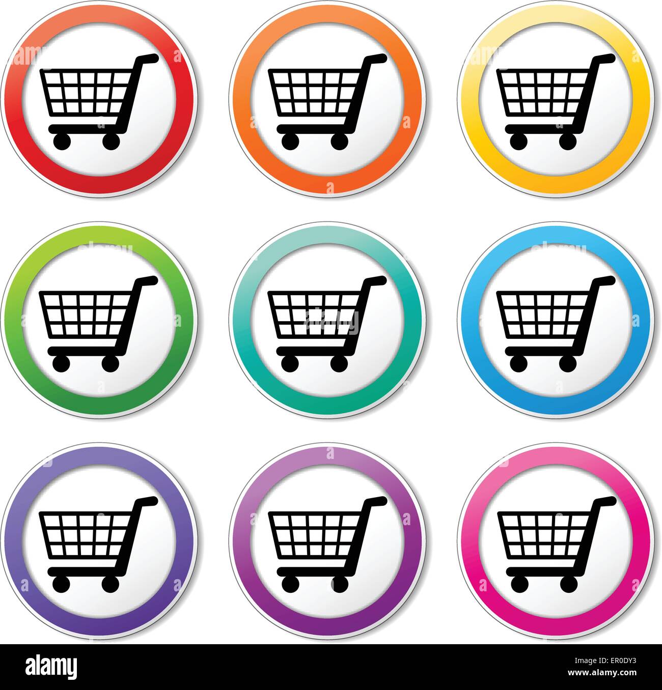 Illustration of shopping icons various colors set Stock Vector Image ...