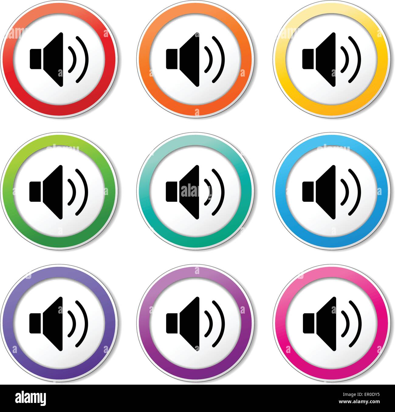 Illustration of speaker icons various colors set Stock Vector Image ...