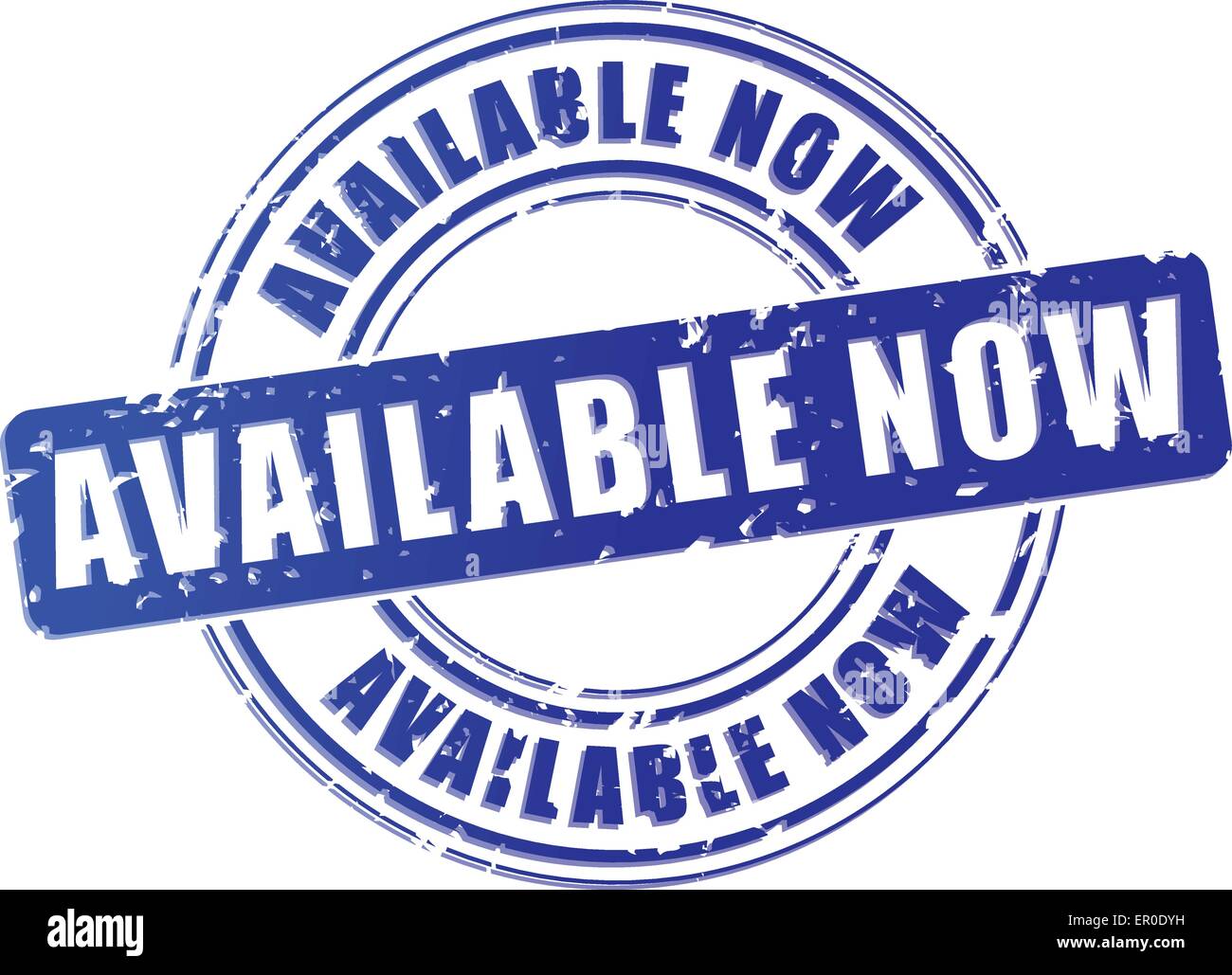 illustration of blue available now stamp on white background Stock ...