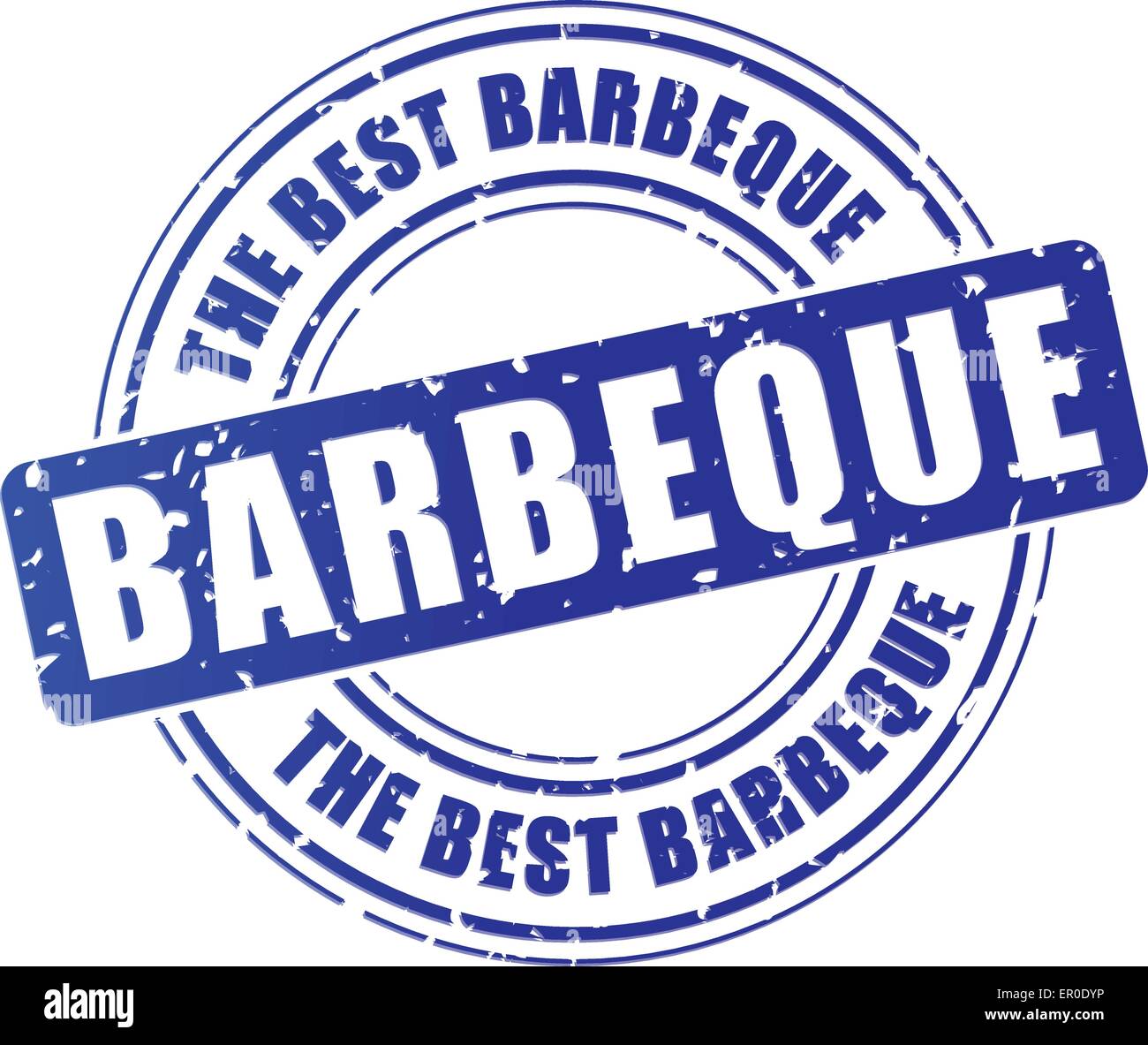 illustration of blue barbeque stamp on white background Stock Vector ...