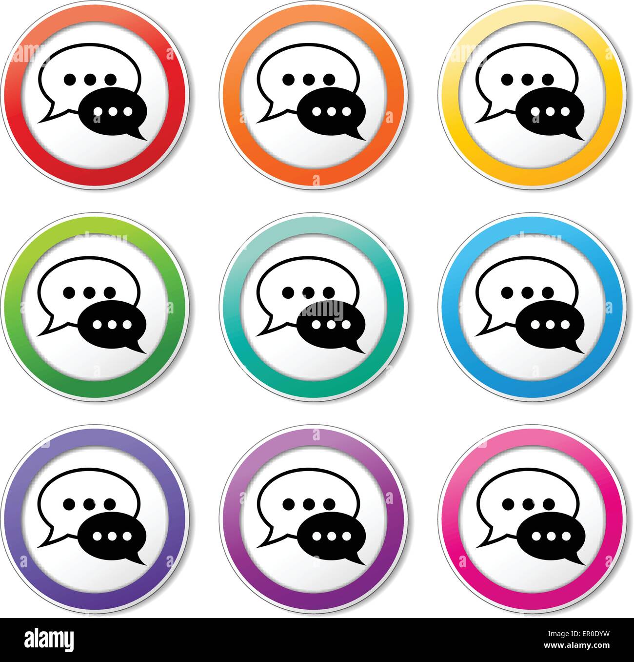 Illustration of chat speech icons various colors set Stock Vector Image ...