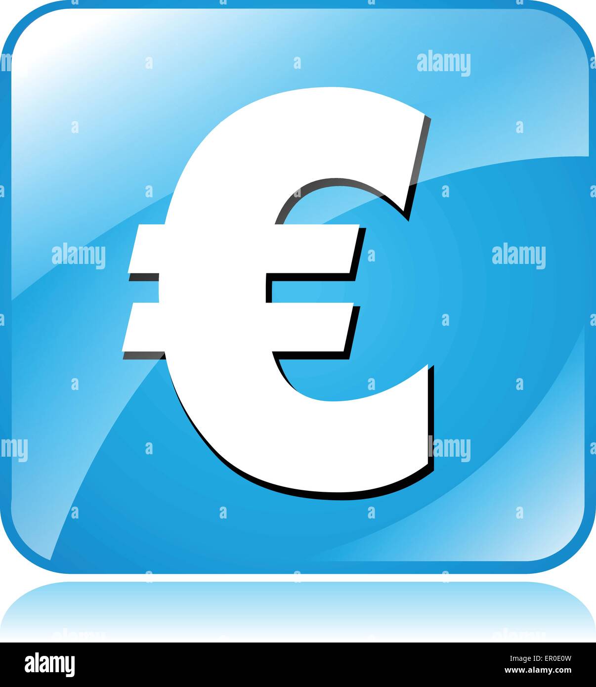 Illustration of blue square design icon for euro Stock Vector Image ...