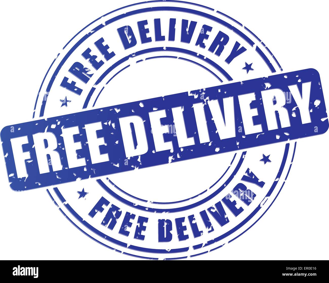 illustration of blue free delivery stamp on white background Stock ...