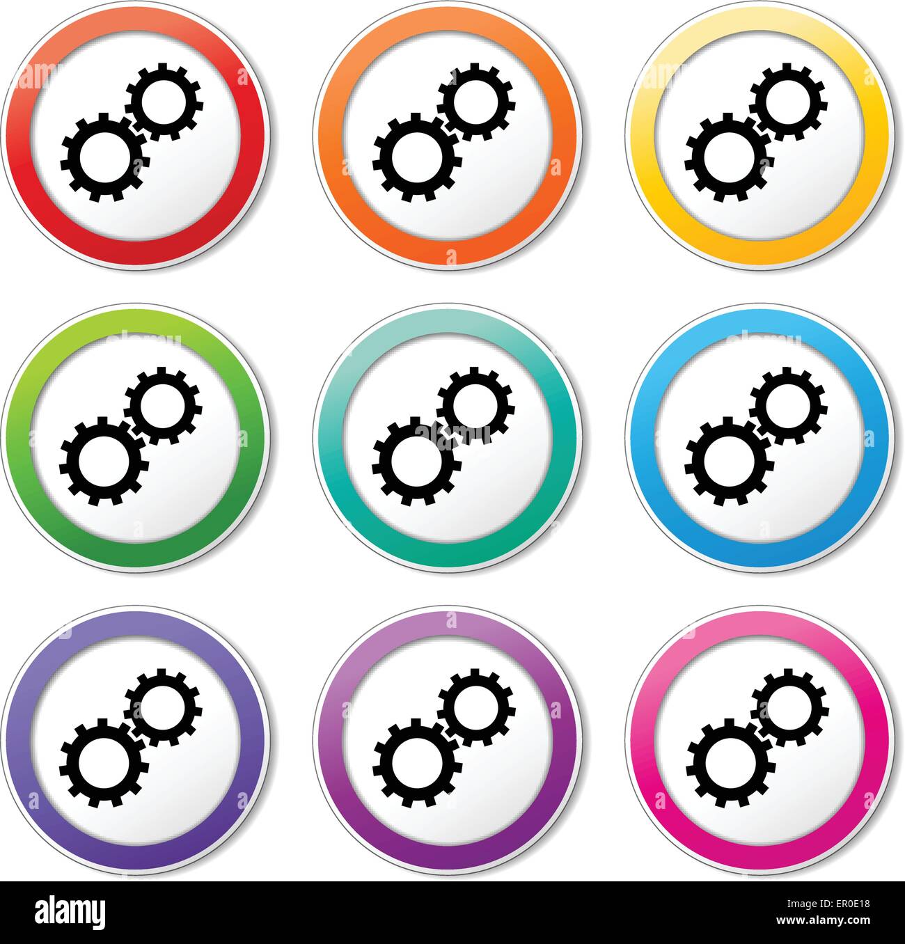Illustration of gears icons various colors set Stock Vector Image & Art - Alamy