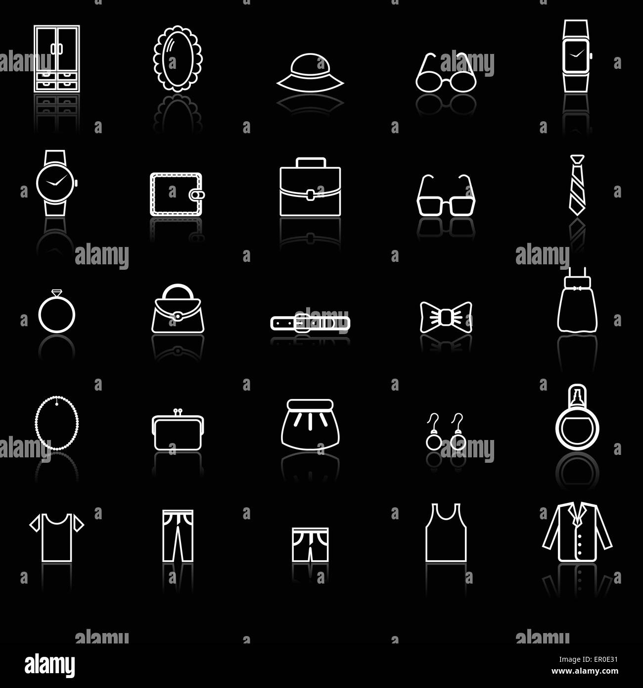 Dressing line icons with reflect on black, stock vector Stock Vector ...
