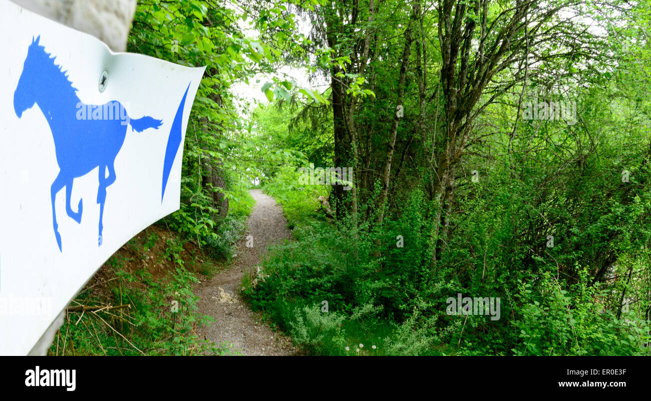 equestrian trail with a sign Stock Photo - Alamy