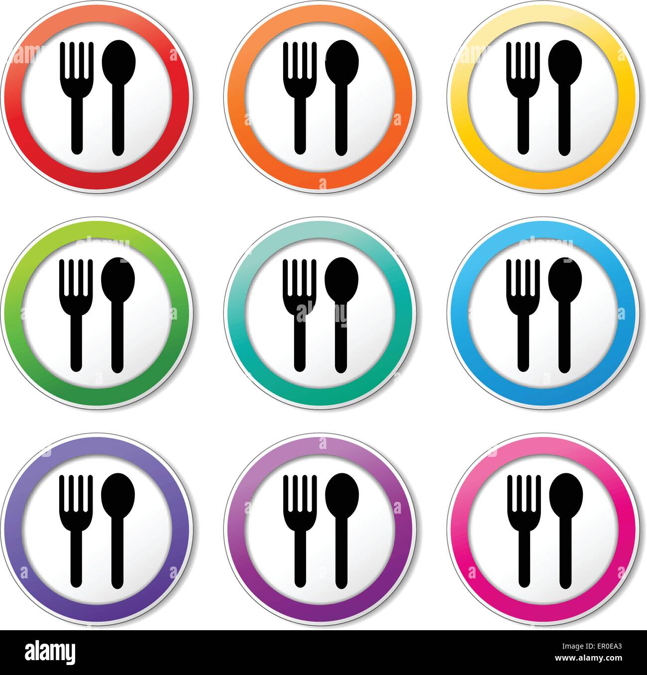 Illustration of restaurant icons various colors set Stock Vector Image ...