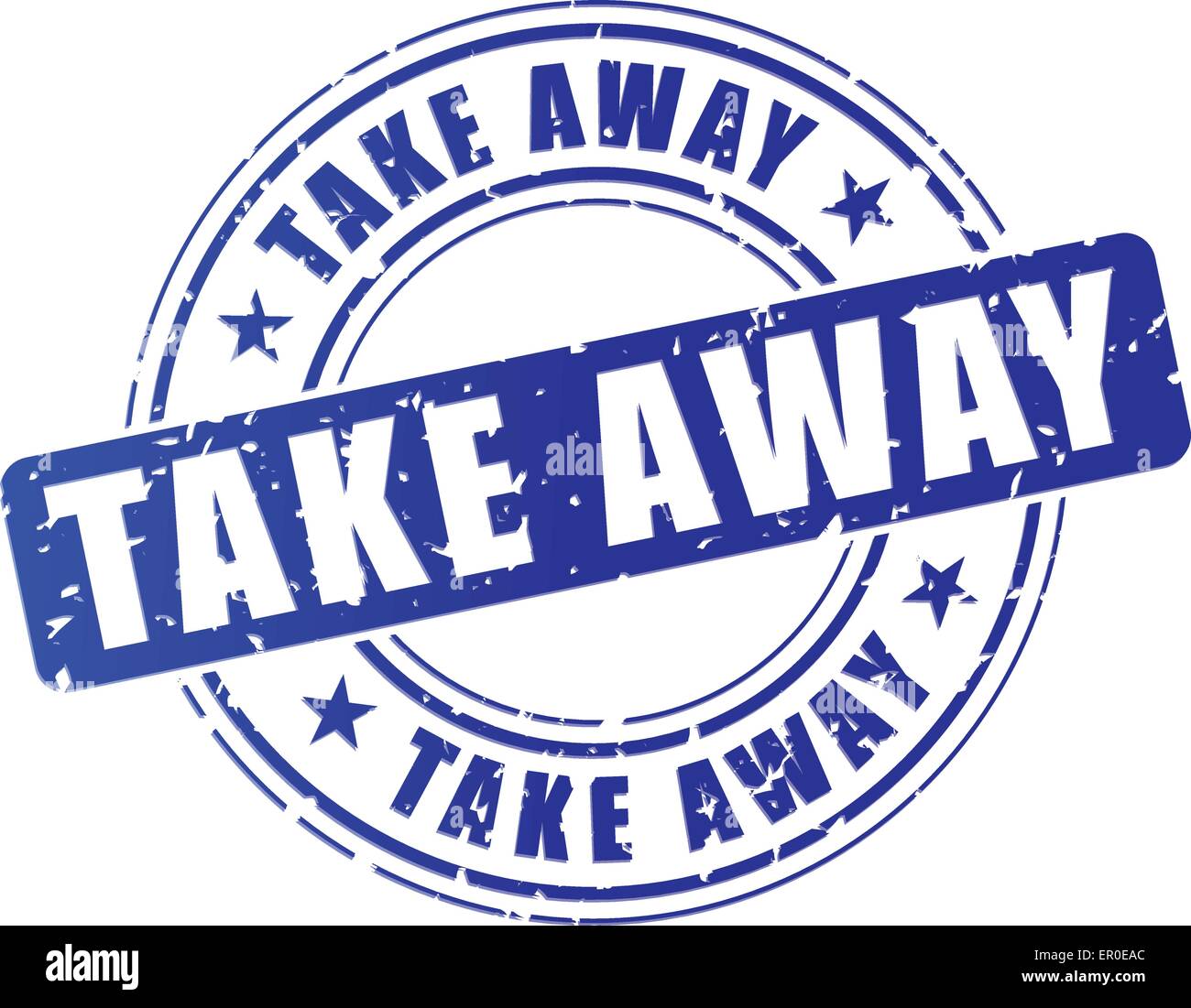 illustration of blue take away stamp on white background Stock Vector ...