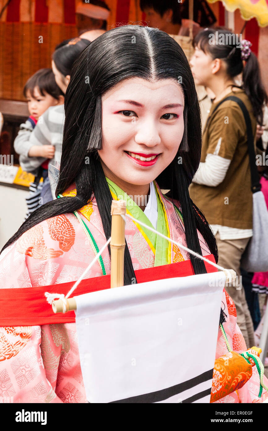 Genji parade at Tada in Japan. Smiling young Japanese woman, dressed in ...