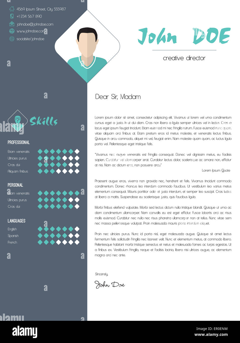 Modern cover letter design with design elements Stock Photo - Alamy