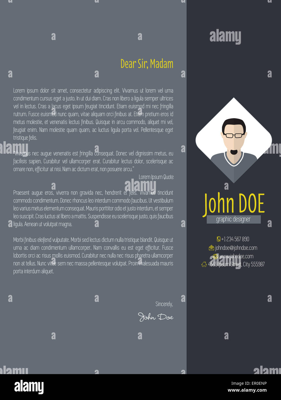 Modern cover letter design with dark background Stock Photo - Alamy