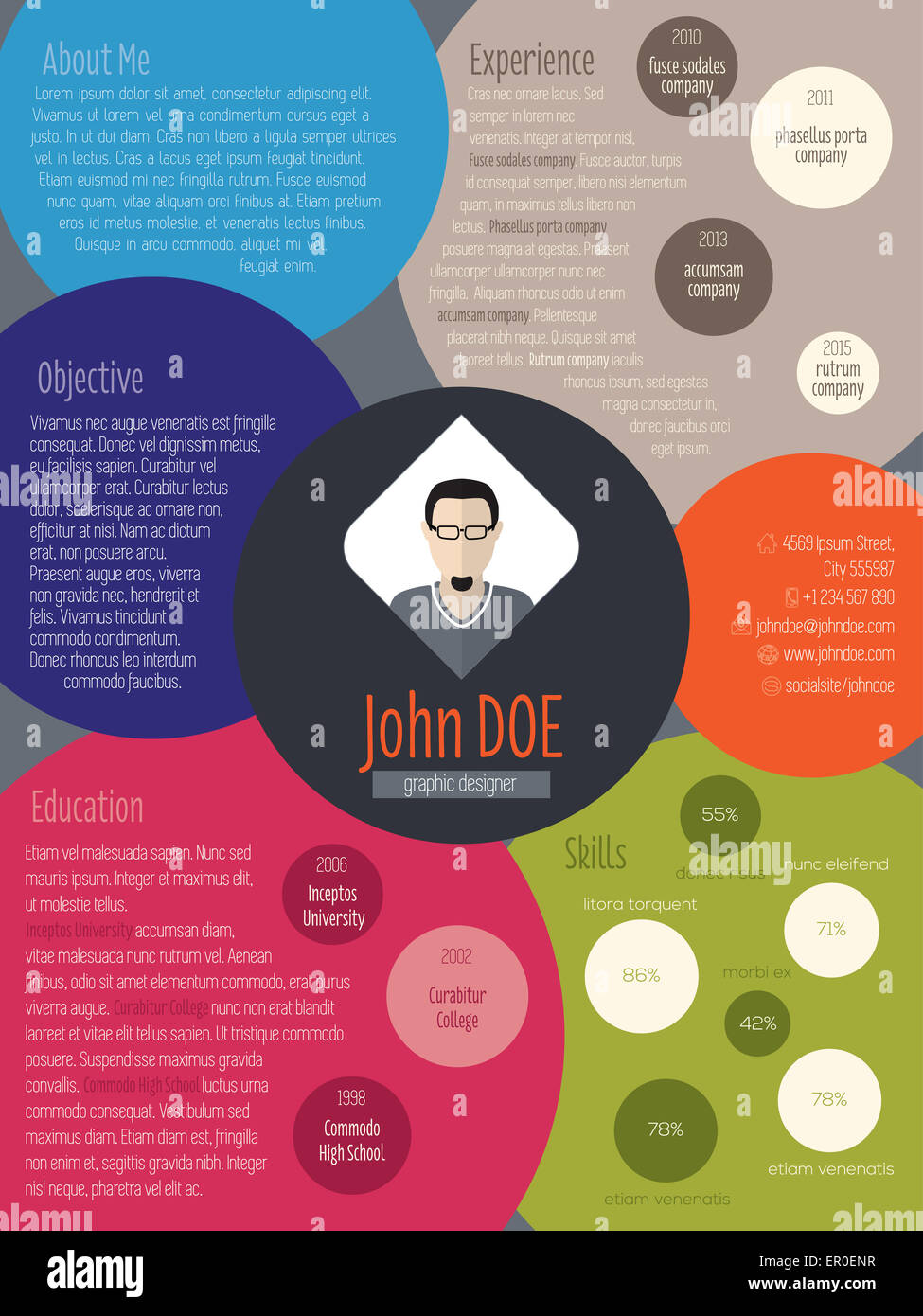 Modern resume curriculum vitae cv design with colored circles Stock ...