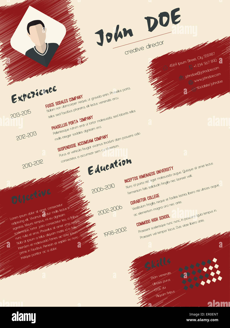Modern cv curriculum vitae resume design with scribbled elements Stock ...