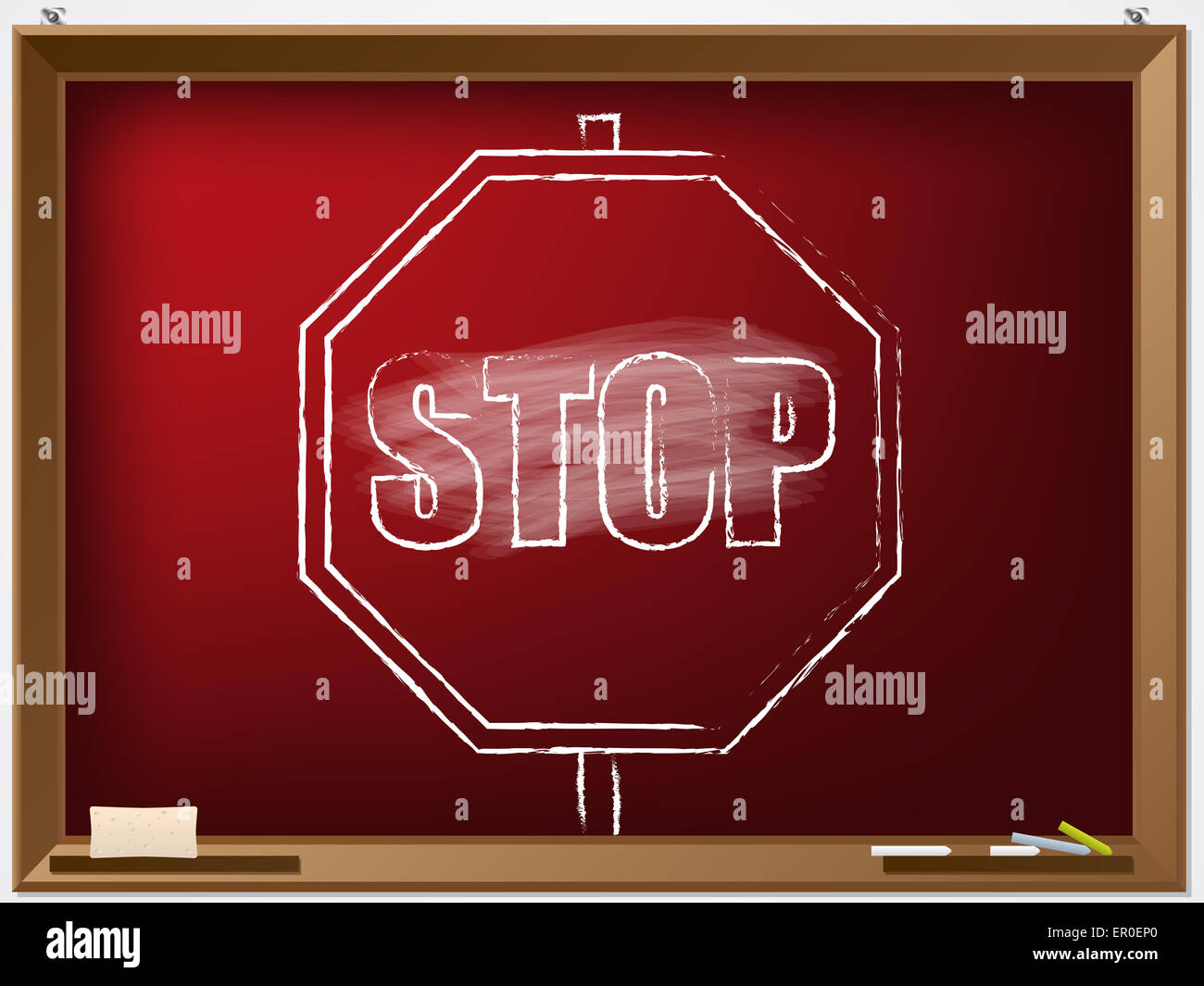 Hand drawn stop sign on a chalkboard Stock Photo - Alamy