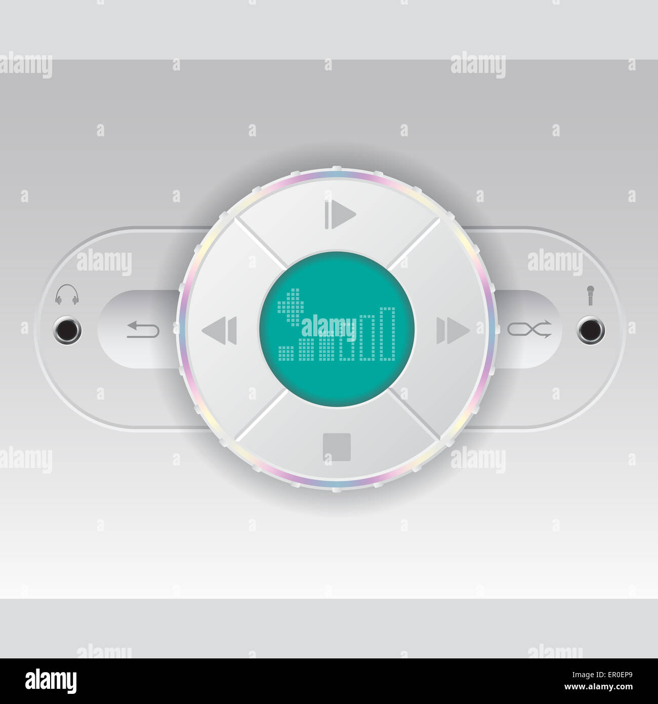 Simplistic car audio dashboard with turquoise lcd display Stock Photo ...