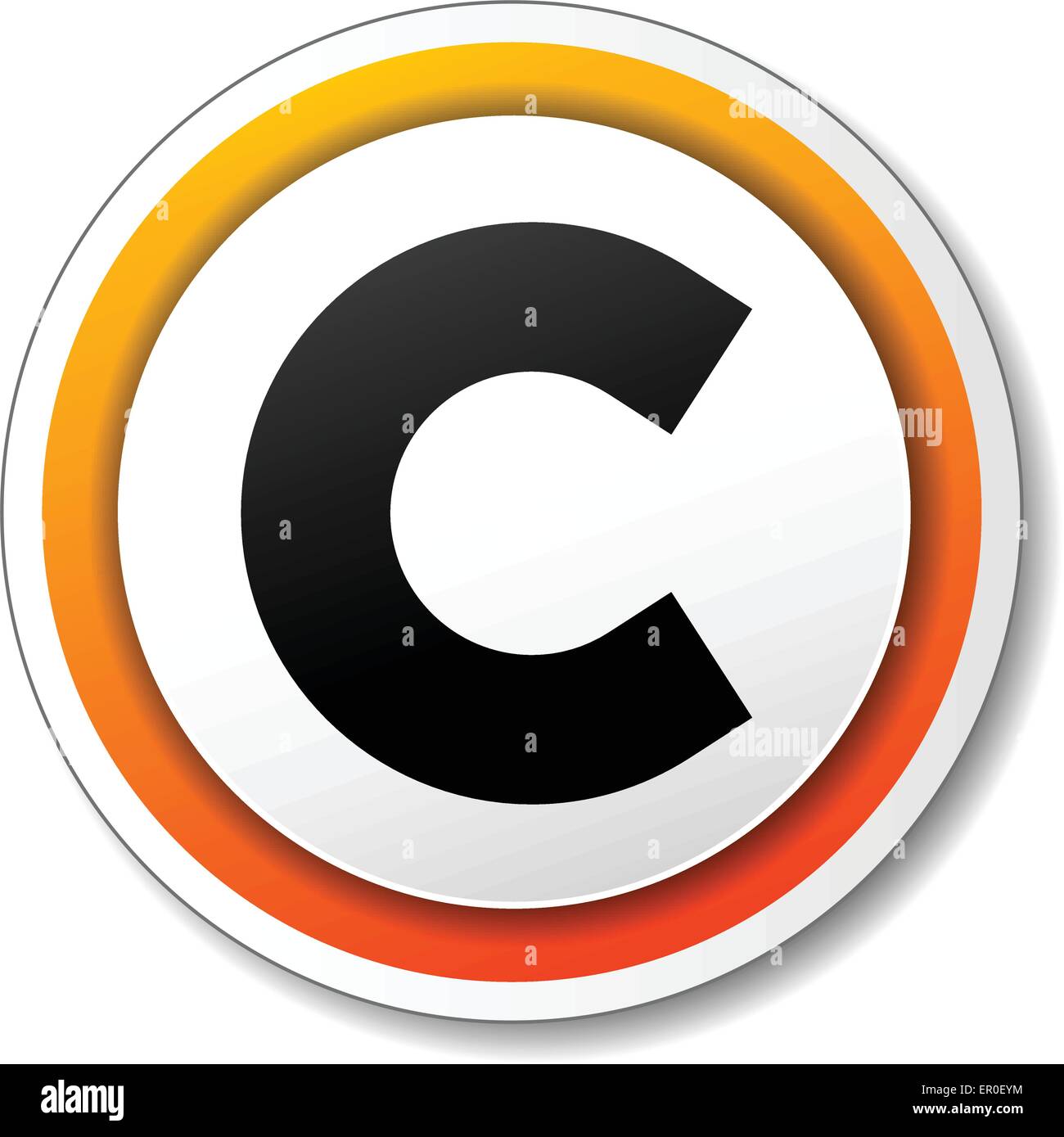 illustration of orange round icon for copyright Stock Vector Image ...