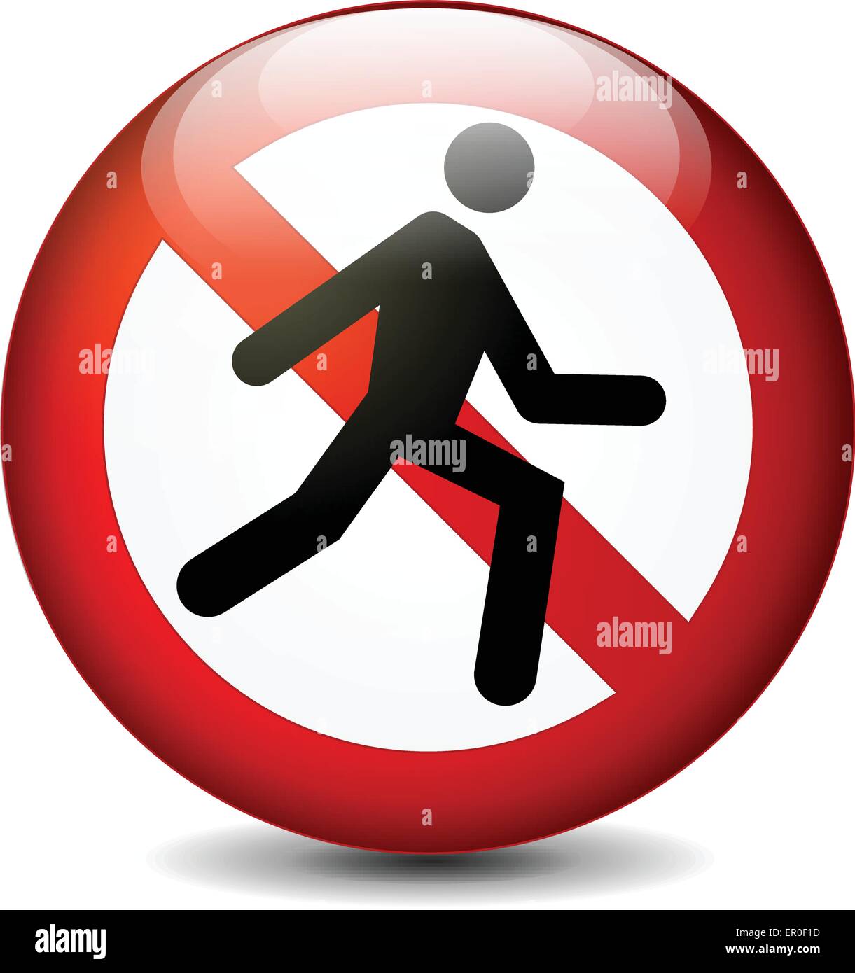 illustration of no run round sign on white background Stock Vector ...