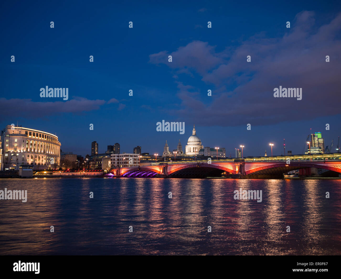 London city lights reflecting in the Thames river Stock Photo - Alamy