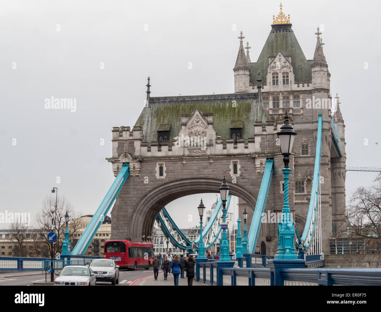 Street view of London Tower Bridge Stock Photo - Alamy