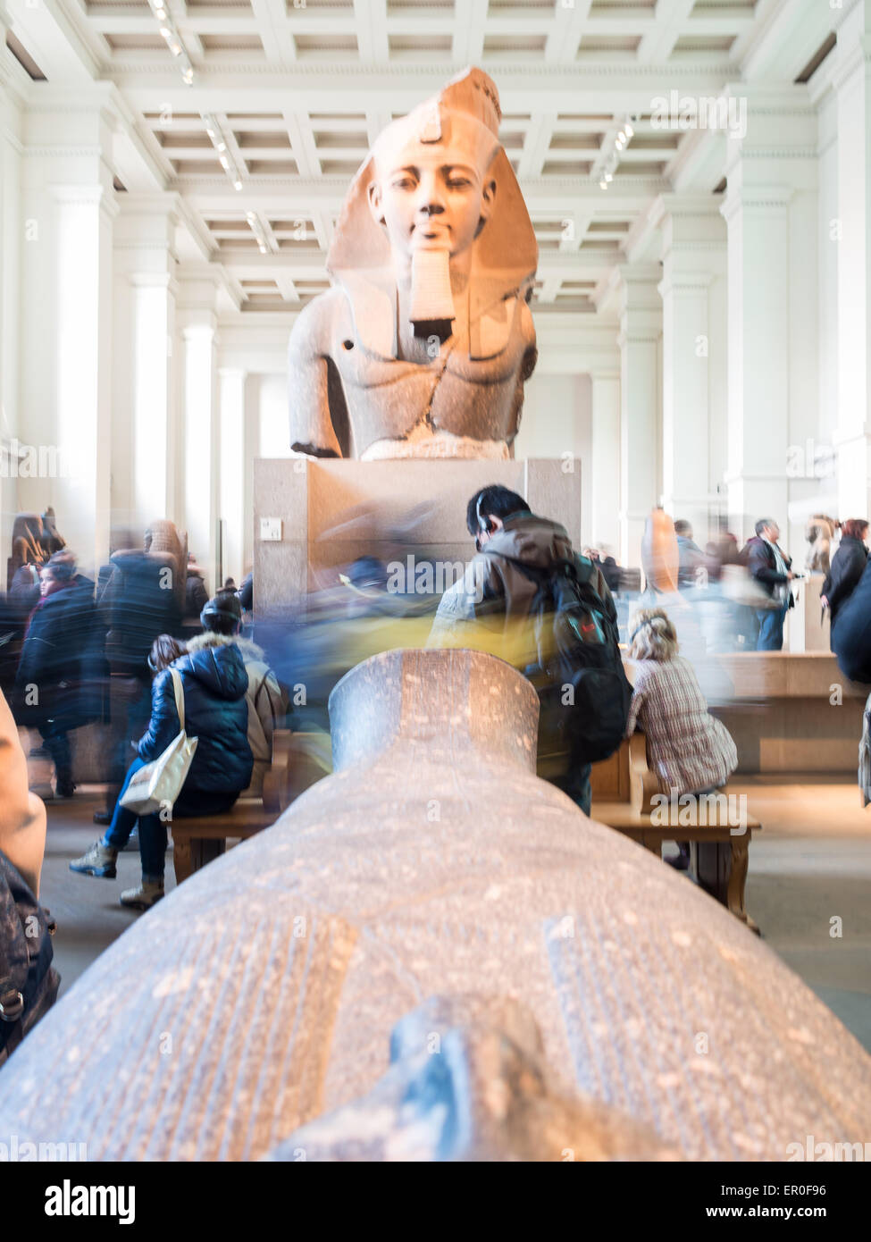 Visitors at the Egyptian statues room of the British Museum Stock Photo ...
