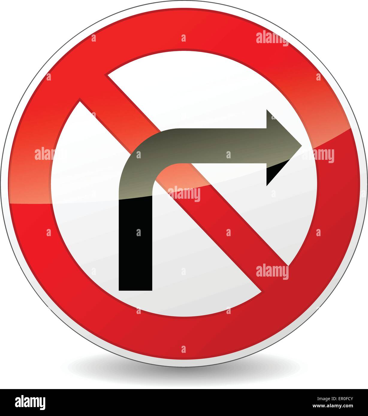 illustration of no right turn round sign on white background Stock ...